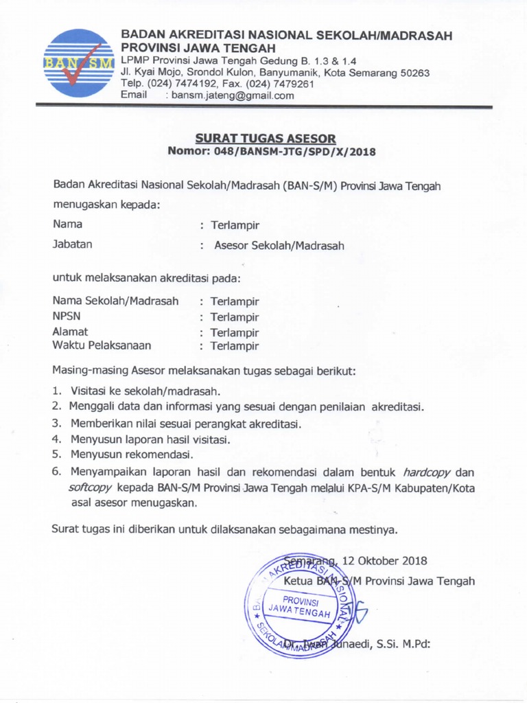 048 Surat Tugas Asesor PDF | PDF