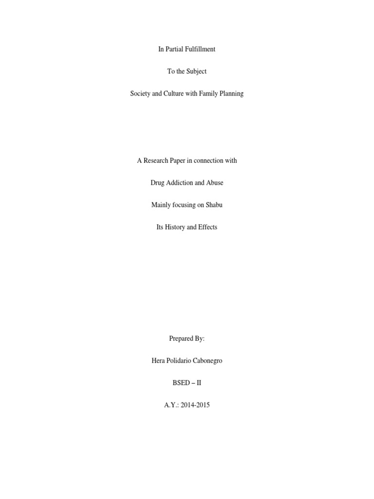 Research Paper - Drug Addiction and Abus | PDF | Methamphetamine ...