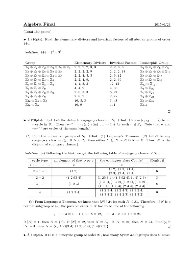 Final | PDF | Factorization | Abstract Algebra