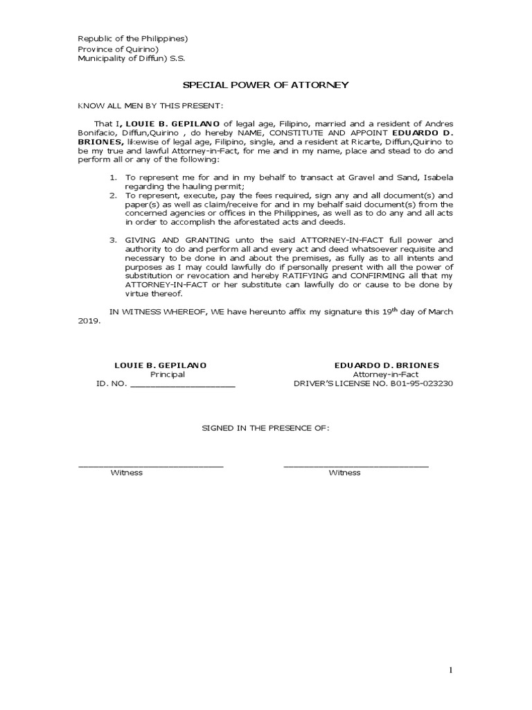 Spa BIR | PDF | Power Of Attorney | Social Institutions