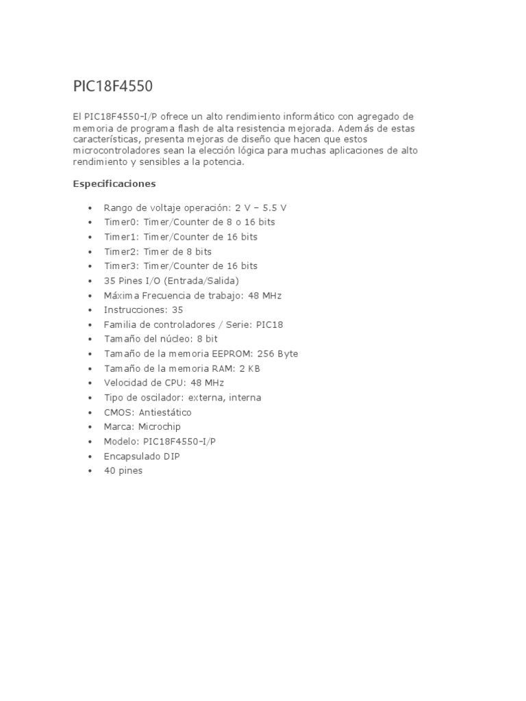 Pic 18 F | PDF | Microcontrolador | Memoria de acceso aleatorio