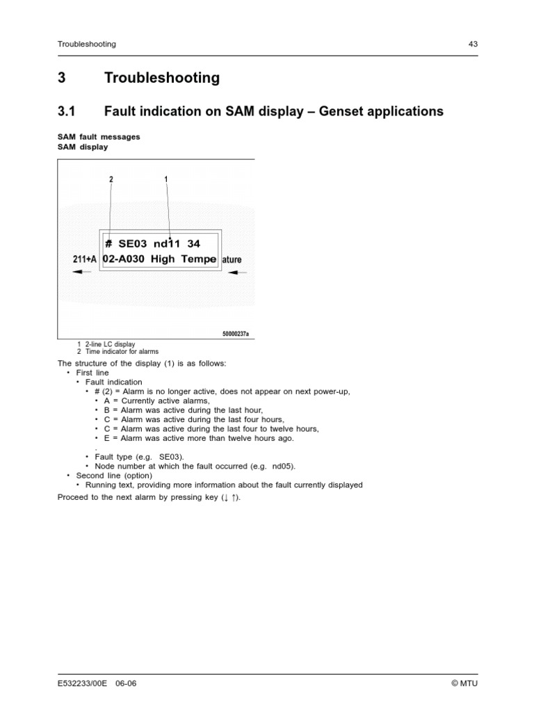 error code MTU ADEC ECU 7 | Power Supply | Coolant