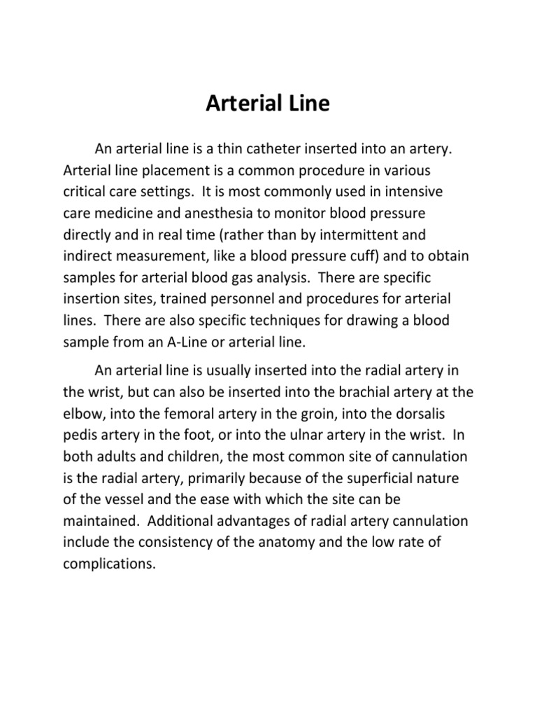 Arteri Line | PDF | Intravenous Therapy | Pulse