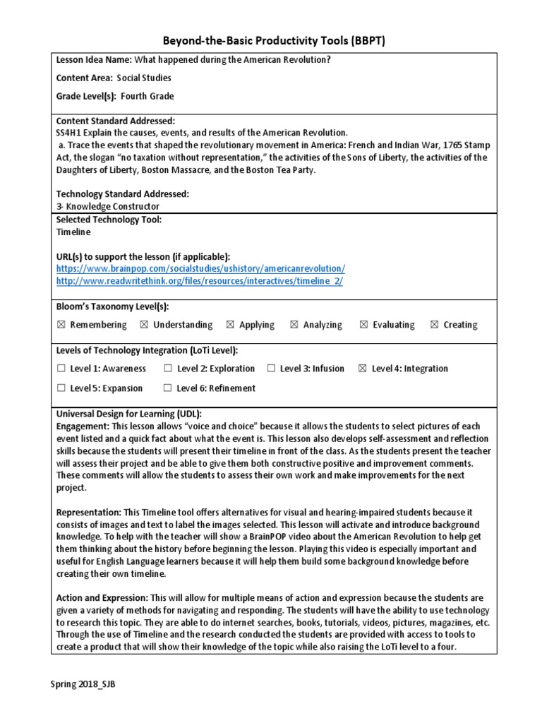 BBPT Lesson Idea | PDF | Teachers | Learning