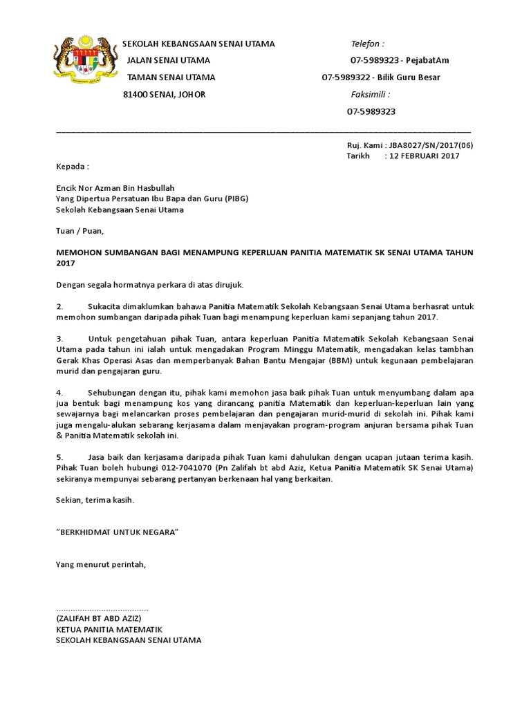 SURAT MOHON SUMBANGAN PIBG.doc