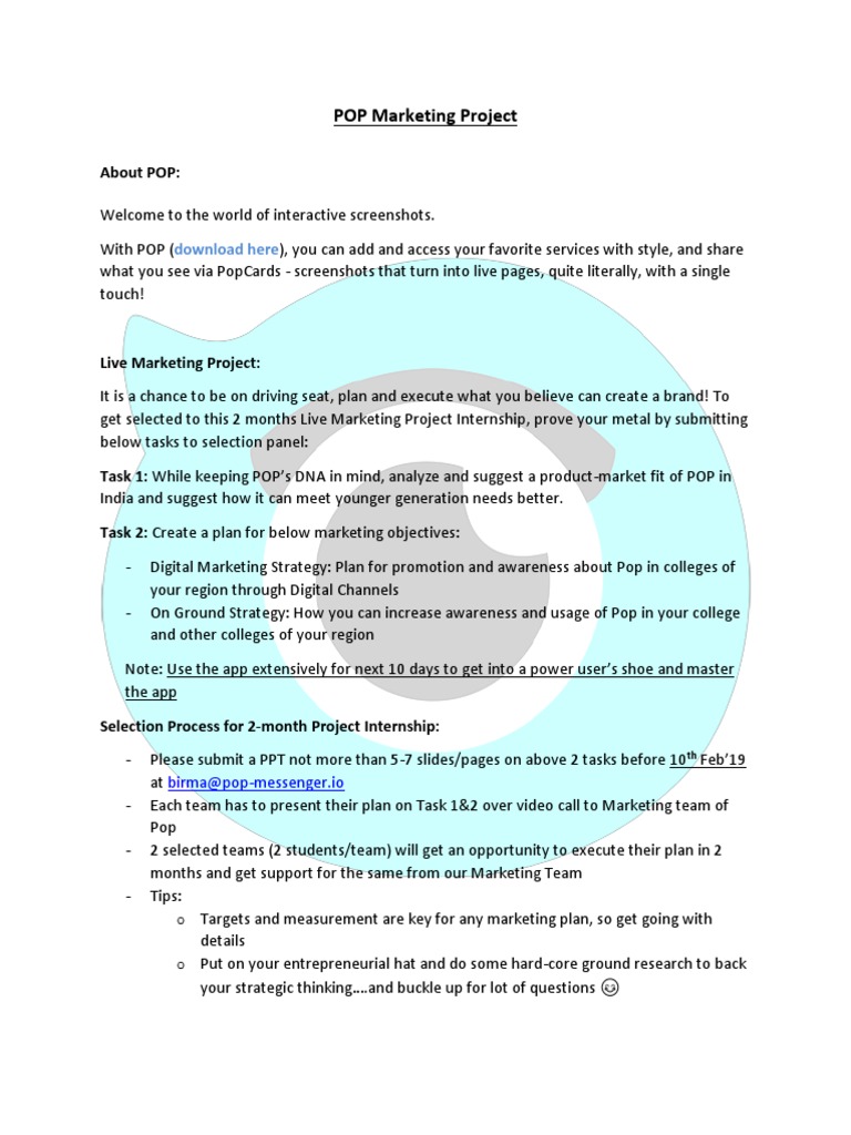 POP Marketing Project - KIIT PDF | PDF | Brand | Marketing