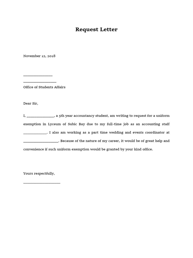 Request Uniform Exemption Lyceum Subic Bay | PDF