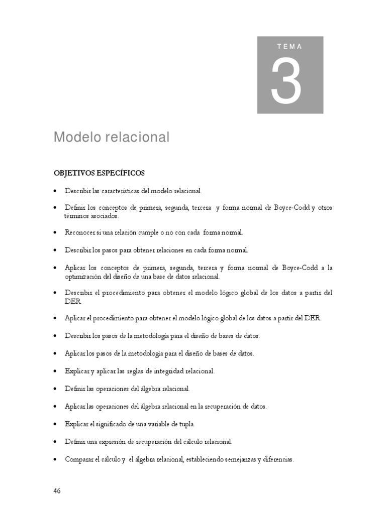 Modelo Relacional PDF | PDF | Base de datos relacional | Áreas de ...