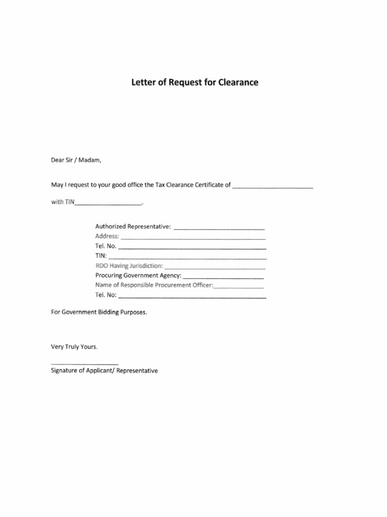 Tax Clearance Request Letter | PDF