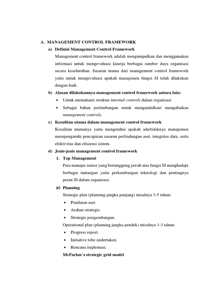Management Control Framework | PDF