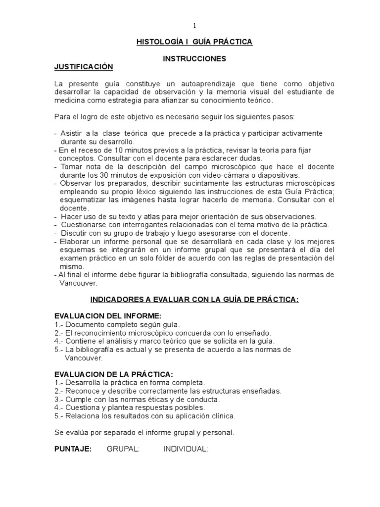 Histologia I Guía de Práctica2 | PDF | Epitelio | Histología