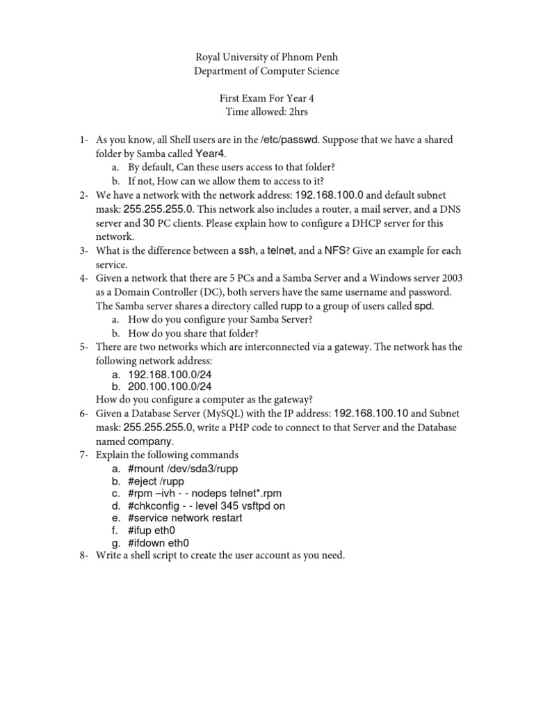 Test Paper | PDF | Domain Name System | File Transfer Protocol