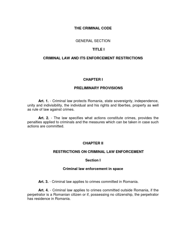 Romanian Criminal Code | PDF | Fine (Penalty) | Crime & Violence