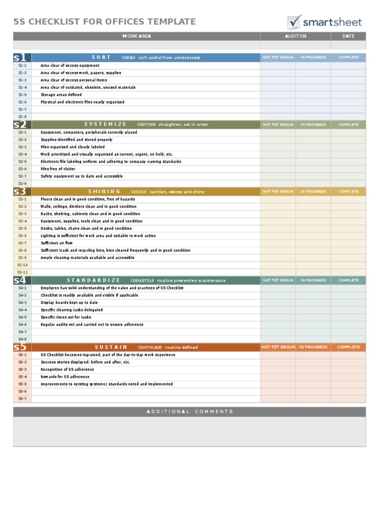 Office 5S Checklist Template | PDF | Computing | Business