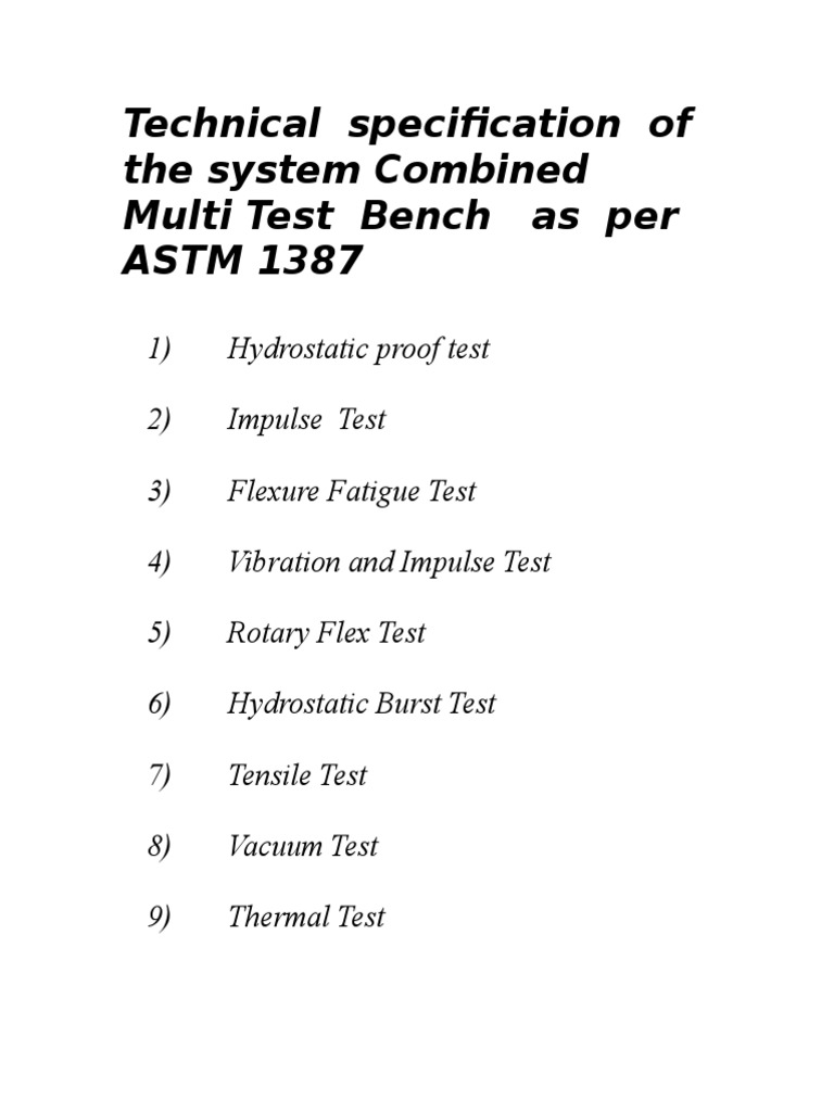 Engineering Test Bench Specs | PDF
