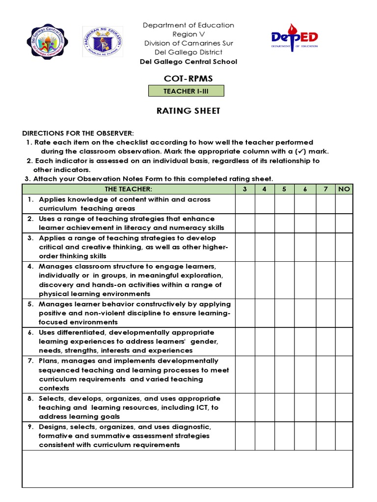 405735841-COT-RPMS-RATING-SHEET-OBSERVATION-NOTES-FORM, 46% OFF