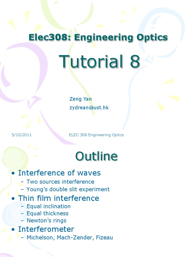 Elec308 - Engineering Optics PDF | PDF | Interferometry | Optics