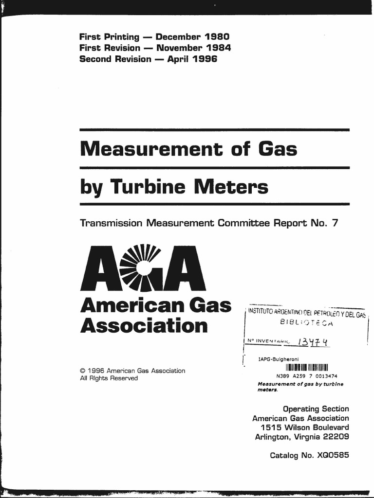 Aga 7 Measurement of Gas by Turbine Meters PDF | PDF