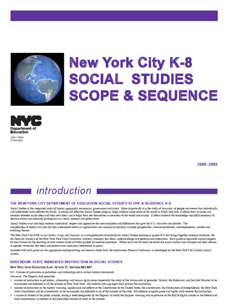 NYC K-8 Social Studies Scope & Sequence | PDF | Community | Traditions