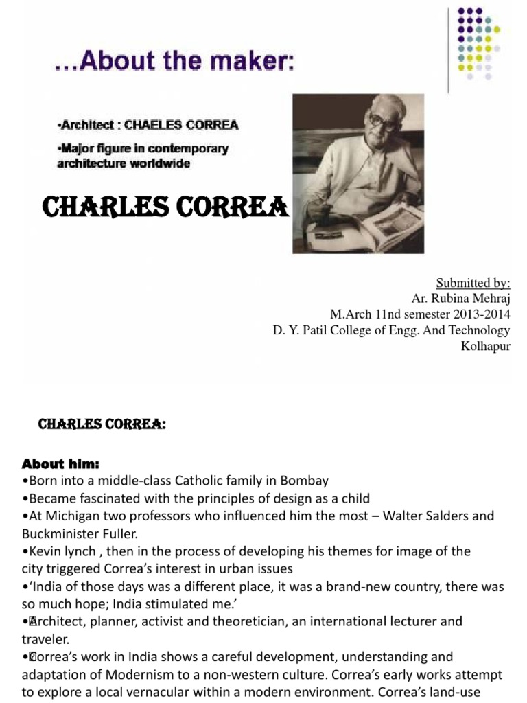 Charles Correa: An Analysis of the Life and Works of India's Renowned ...