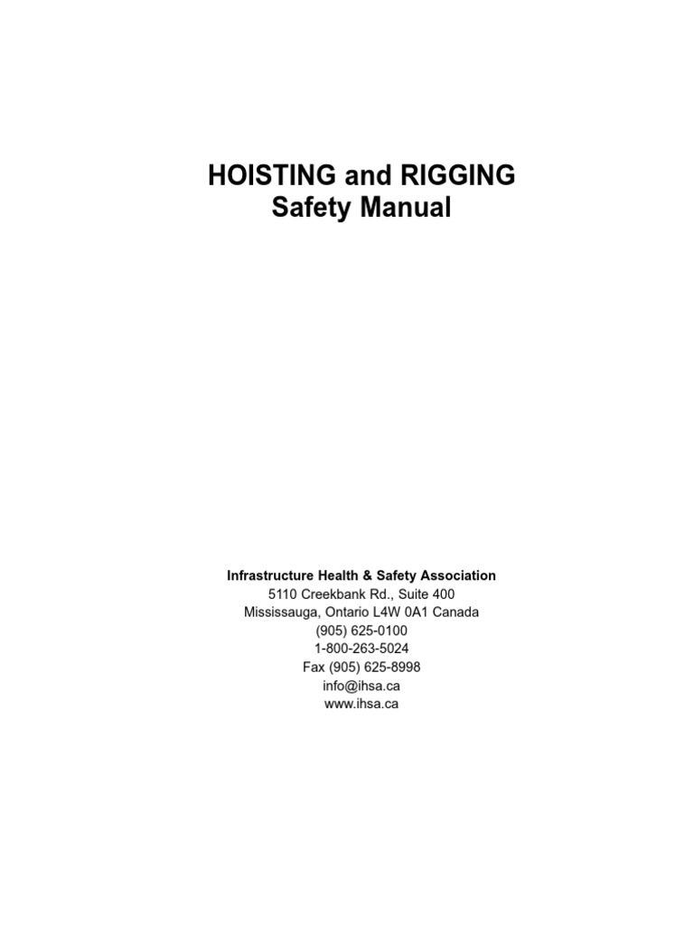 Hoisting and Rigging Safety Manual: Infrastructure Health & Safety ...