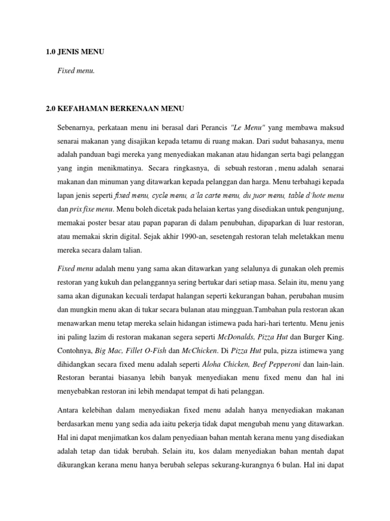 Jenis Menu | PDF