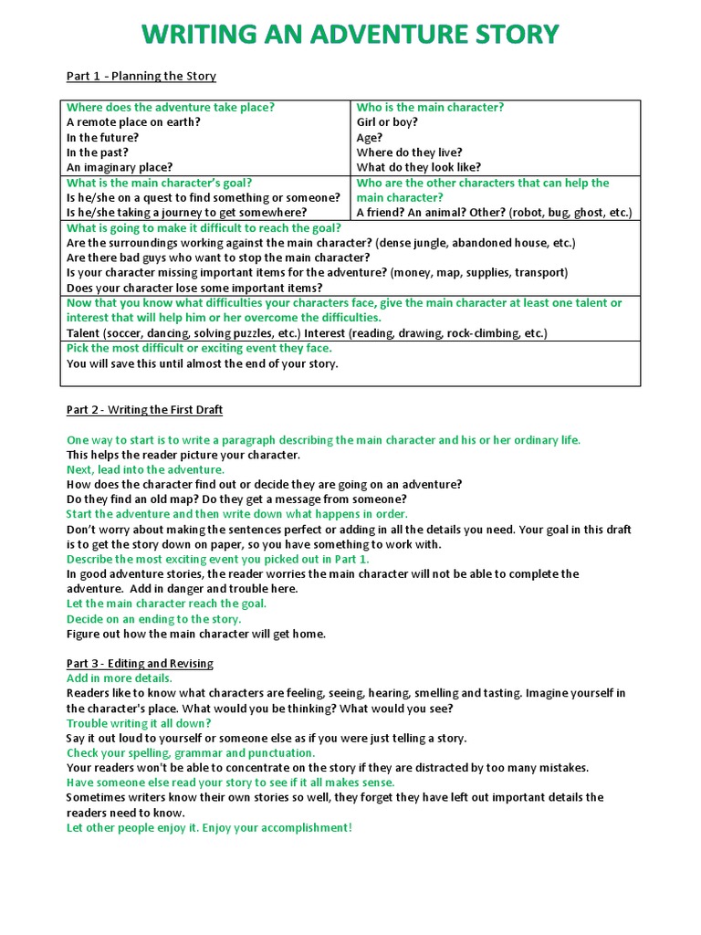 Writing An Adventure Story | PDF | Leisure