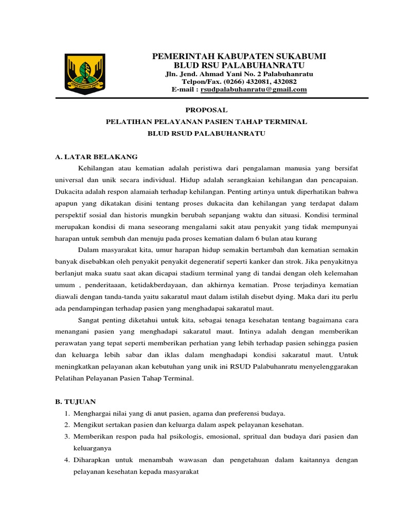 Proposal Pelatihan Pelayanan Pasien Tahap Terminal | PDF