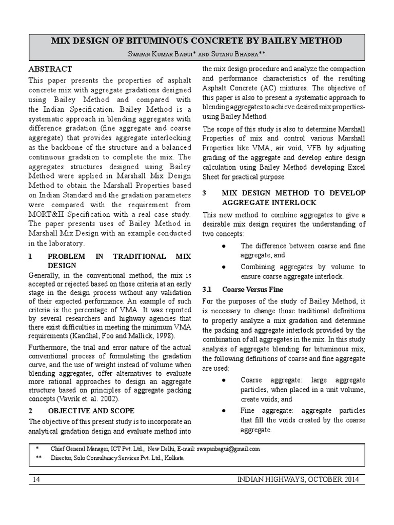 Mix Design of Bituminous Concrete by Bailey Method | PDF | Construction ...