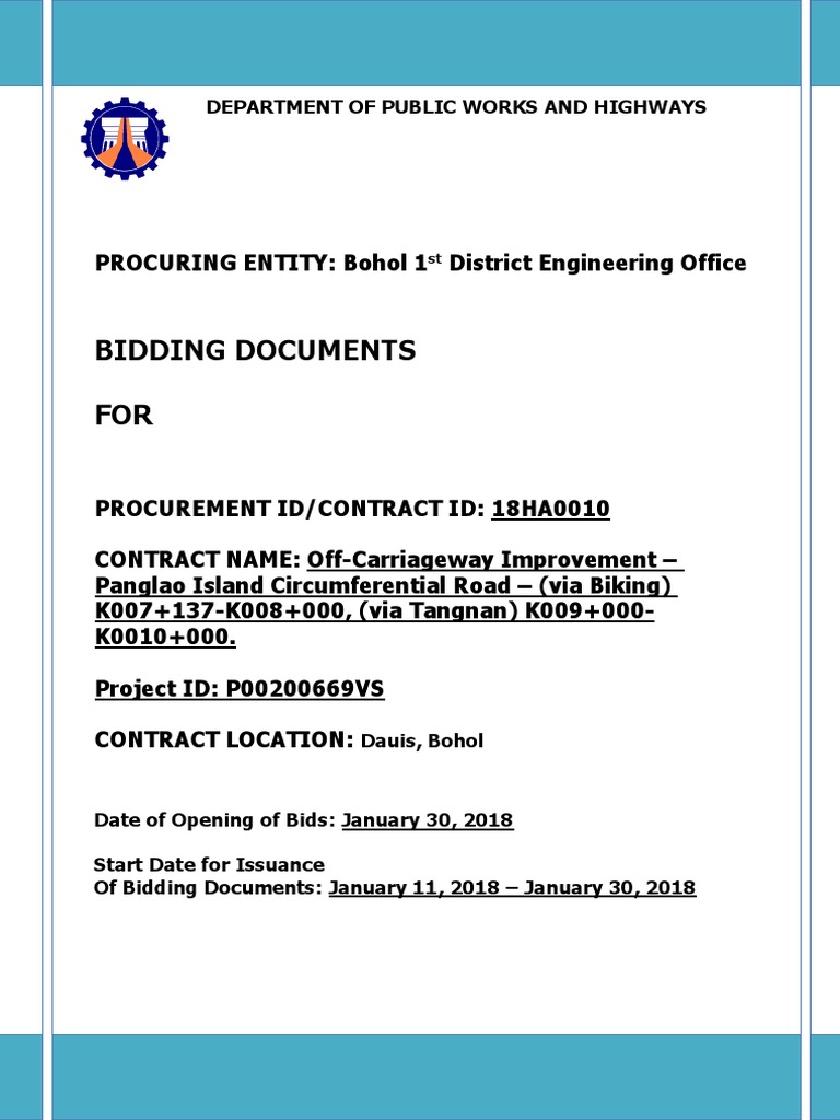 Bidding Documents FOR: Department Of Public Works And Highways | Joint Venture | Government