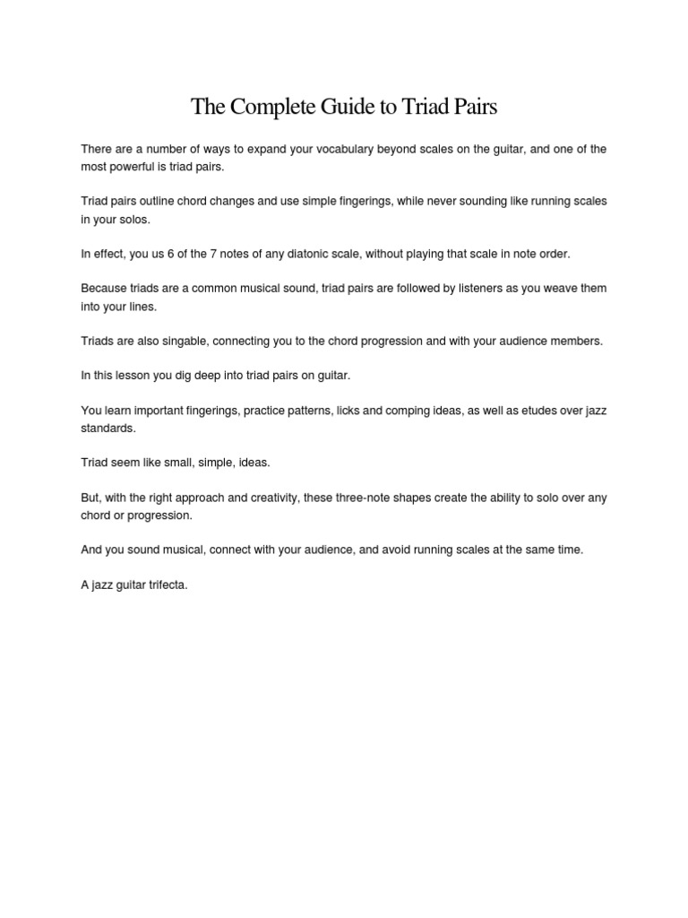 The Complete Guide To Triad Pairs | PDF | Chord (Music) | Minor Scale