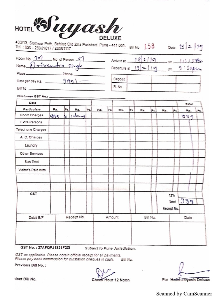 Hotel Bill | PDF