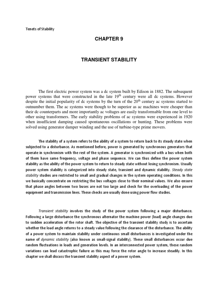 Power System Transient Stability | PDF | Steady State | Electric Power ...