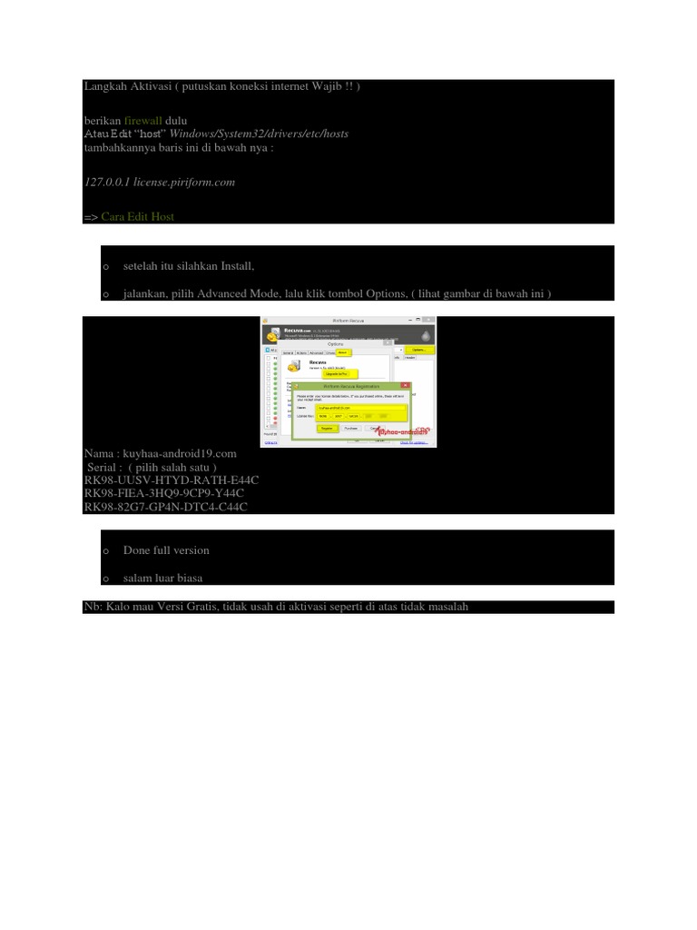 Langkah Aktivasi Recuva | PDF