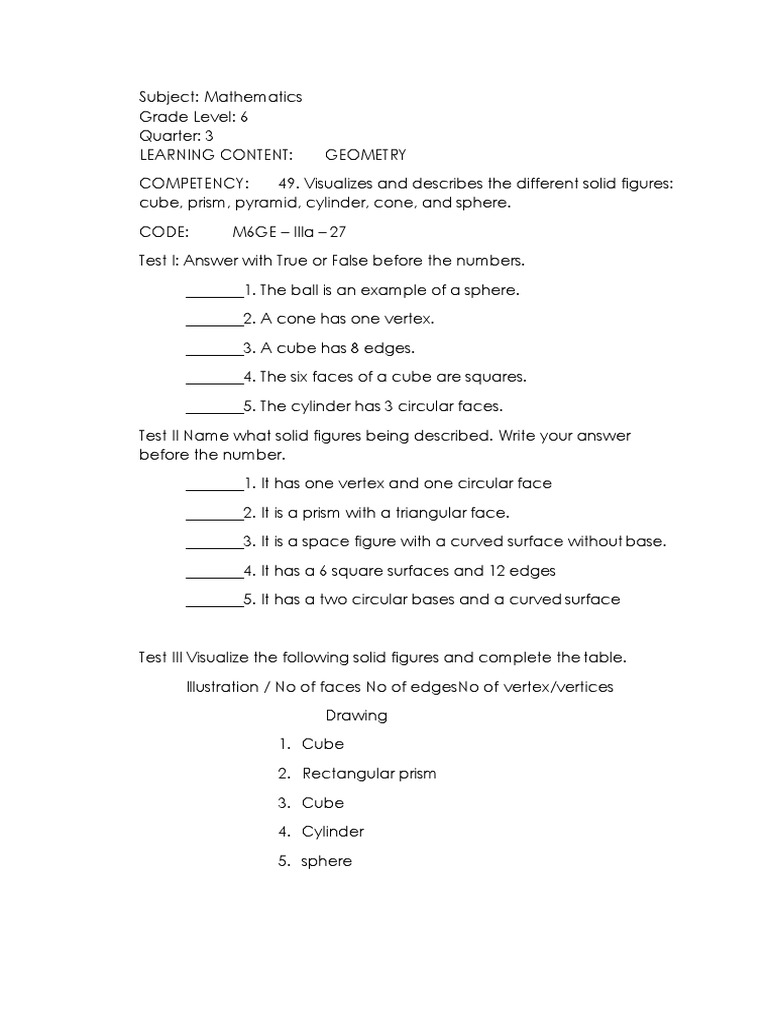 3rd Quarter Grade 6 Math Item Bank | PDF | Area | Numbers