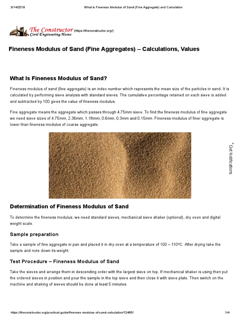 Fineness Modulus of Sand Explained | PDF | Sand | Teaching Mathematics