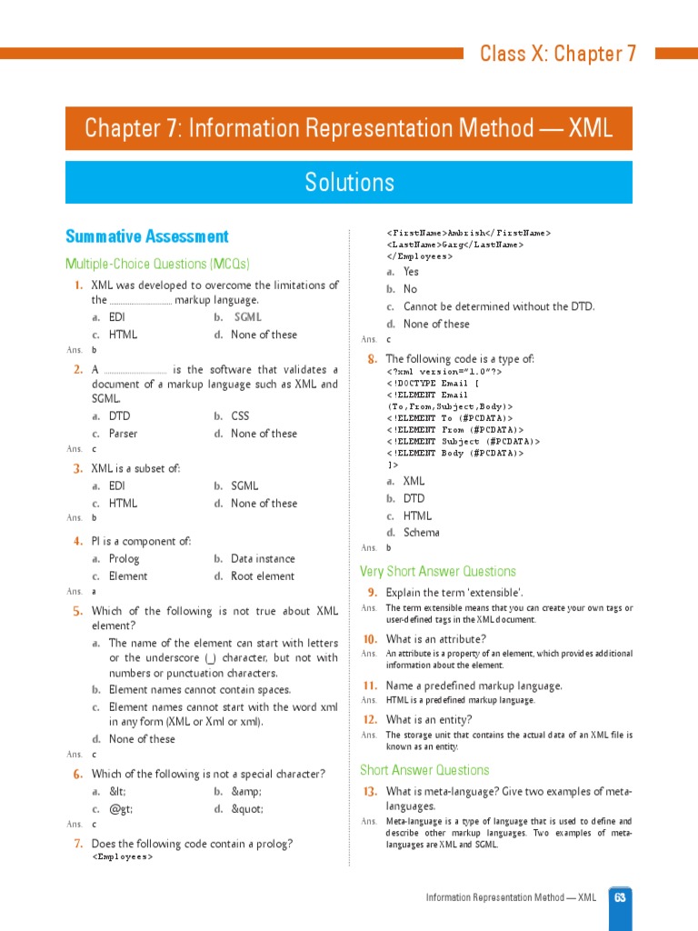 Chapter 7: Information Representation Method - XML Solutions | PDF ...