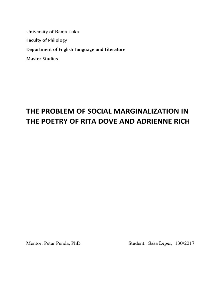 The Problem of Social Marginalization in The Poetry | PDF | Social ...