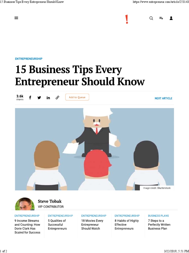 15 Business Tips Every Entrepreneur Should Know | PDF