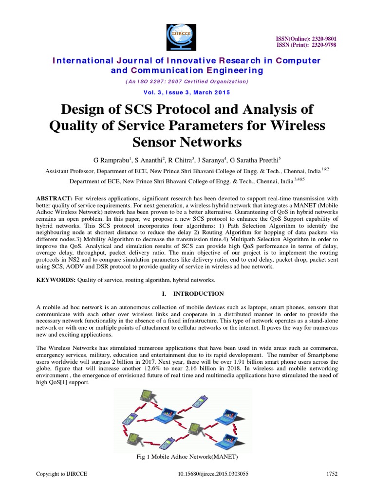 Design Of Scs Protocol And Analysis Of Quality Of Service In Wireless