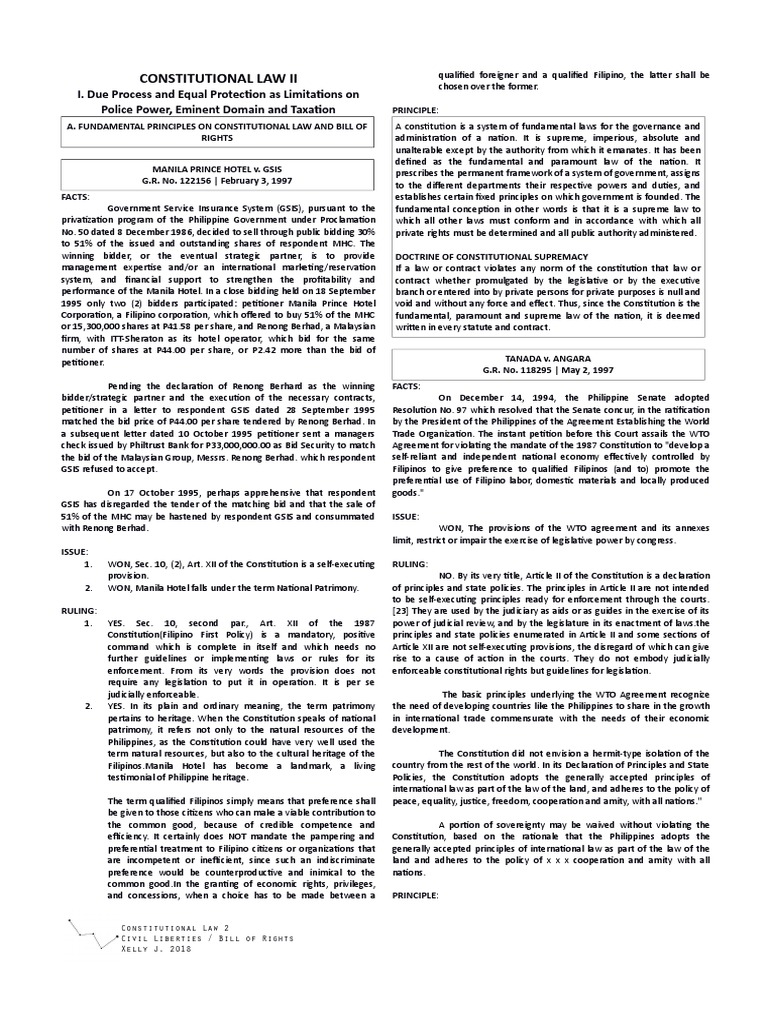 Constitutional Law II - Digests Part 1 | PDF | United States ...