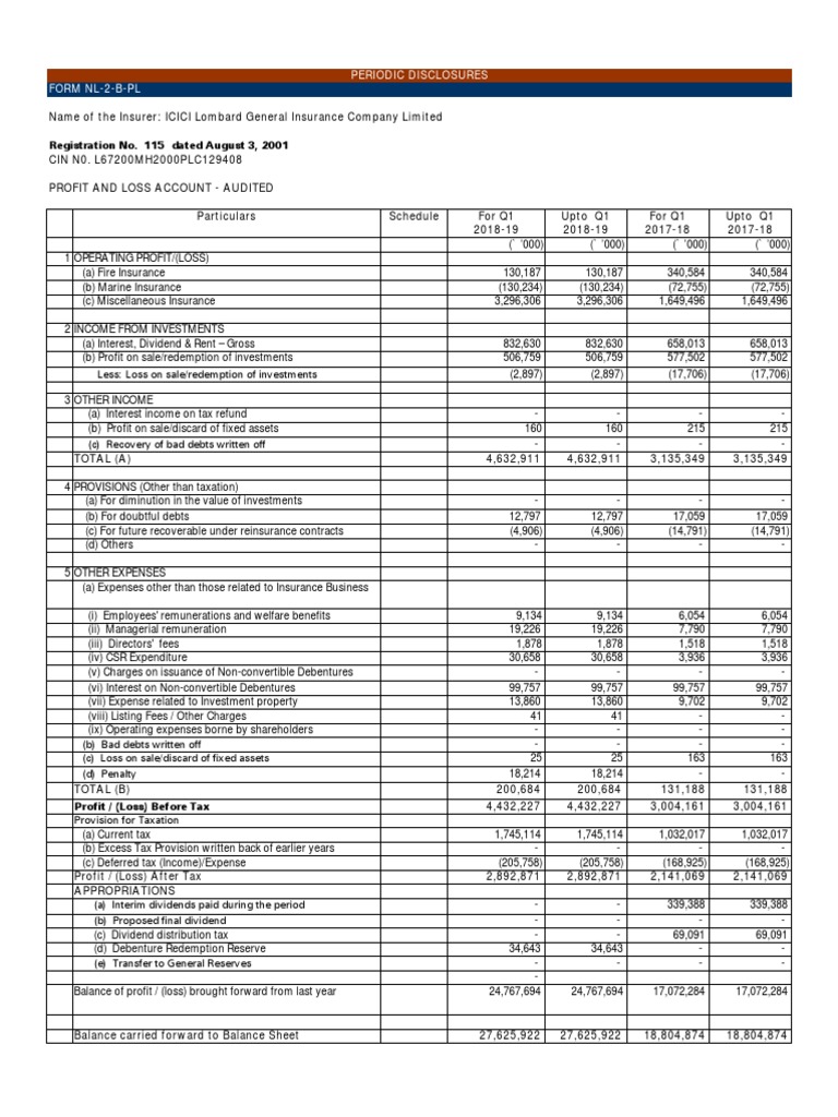 Periodic Disclosures Form Nl-2-B-Pl | PDF | Expense | Taxes