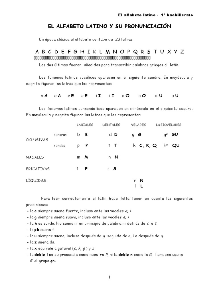 Alfabeto Latino y Pronunciación | PDF | latín | Alfabeto