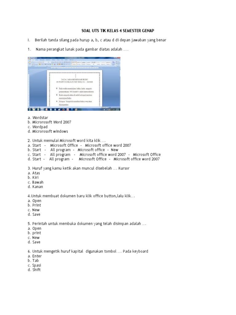 Soal Uts Tik Kelas 4 Semester Genap | PDF | Komputer