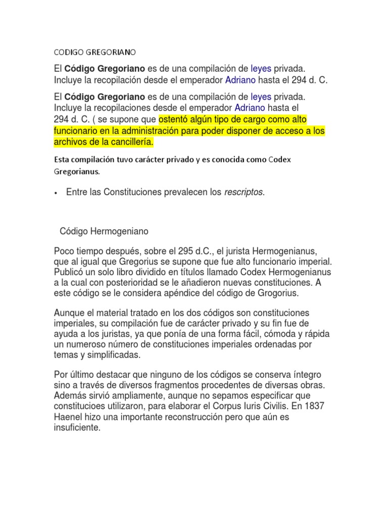 Código Gregoriano y su Contexto Legal | PDF | Europa antigua | Roma antigua