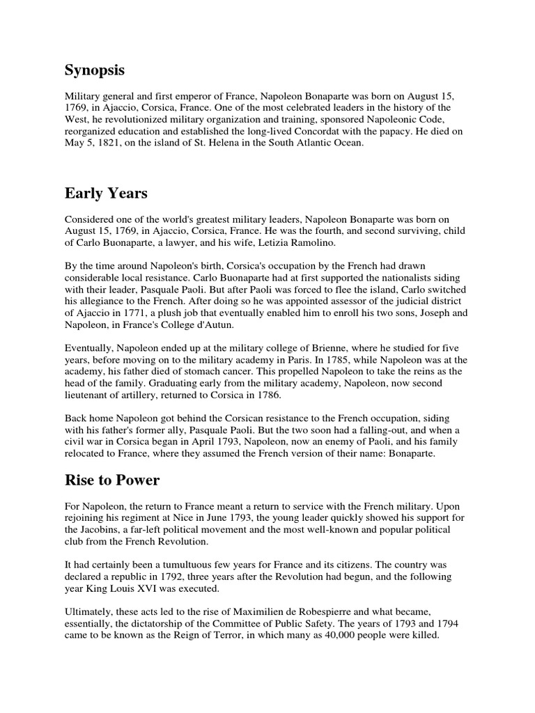 Napoléon Bonaparte | PDF | Napoleon | First French Empire