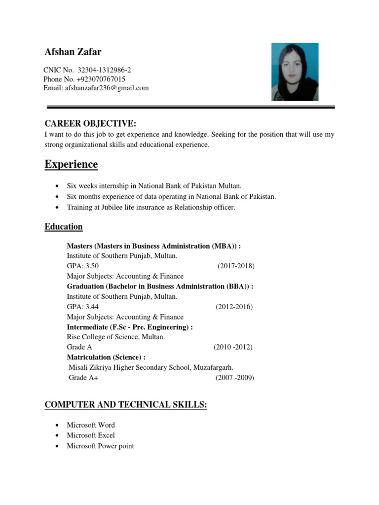 CV Afshan Zafar | PDF | Career & Growth