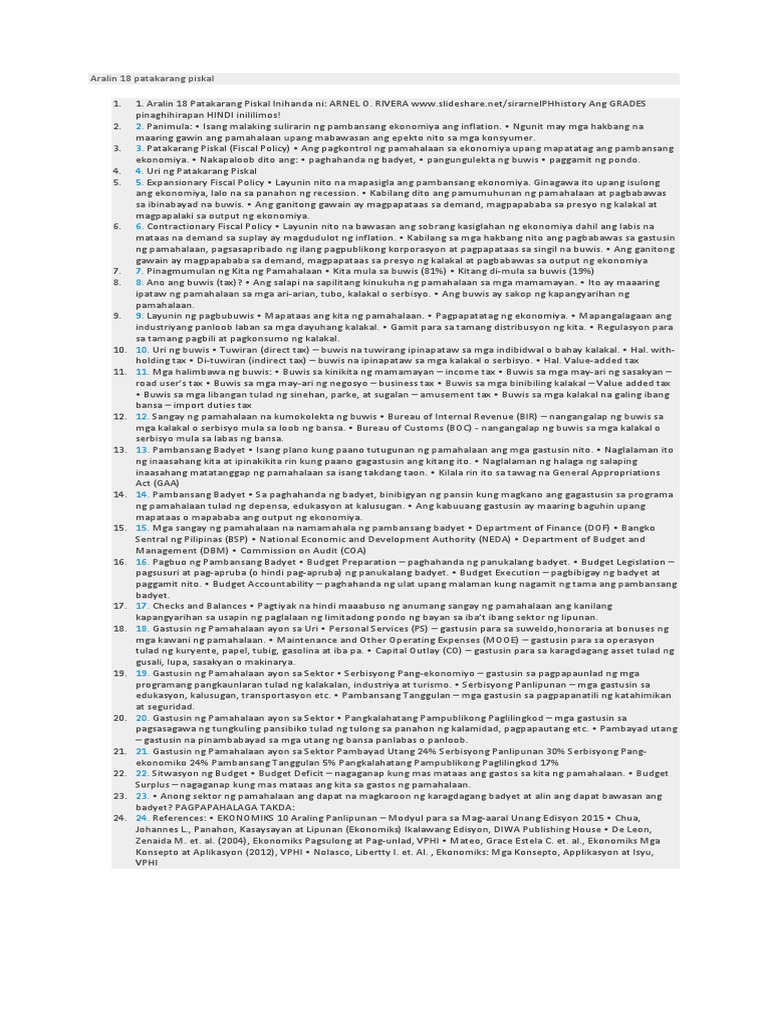 Aralin 18 Patakarang Piskal | PDF