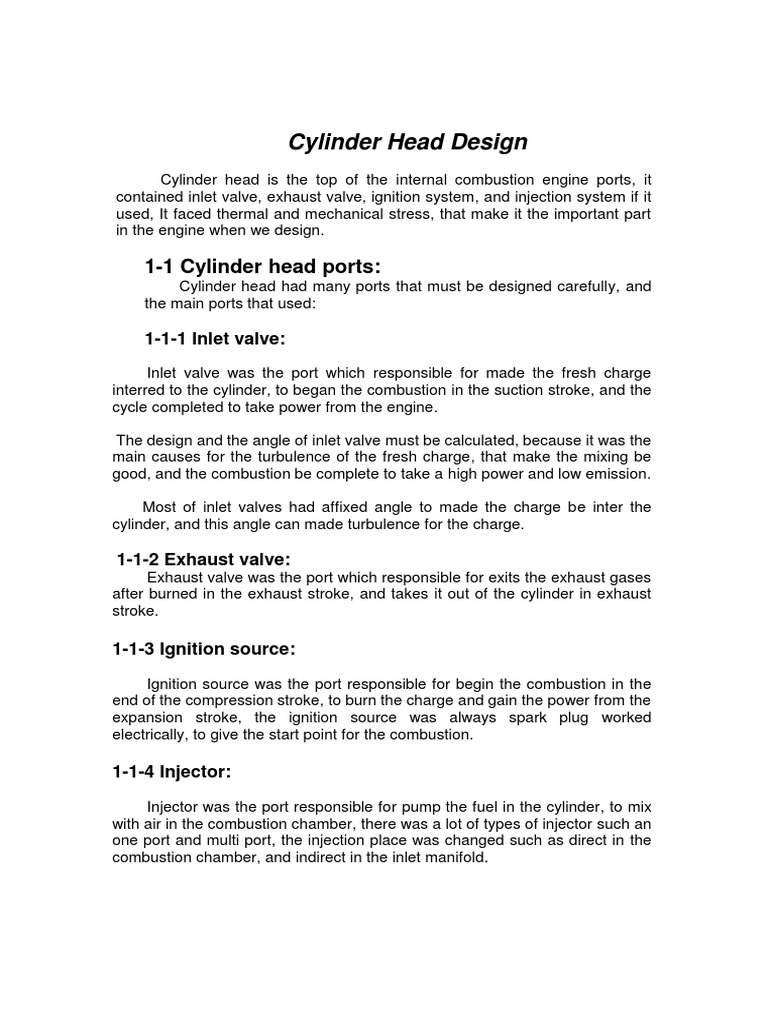 Cylinder Head Design Overview | PDF | Internal Combustion Engine | Fuel ...