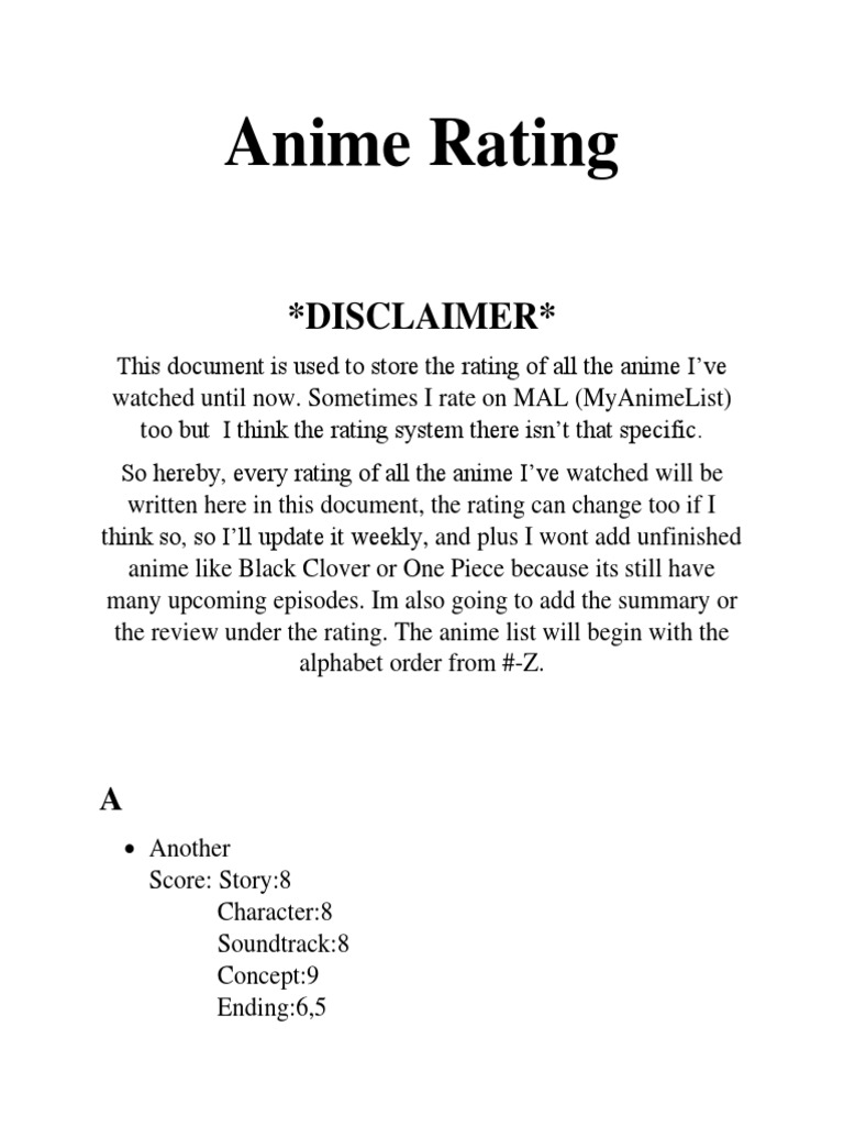 Anime Rating | PDF | Dragon Ball | Leisure